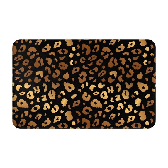 Bathroom Rugs Non Slip Washable - Trendy gold leopard black Kitchen ...