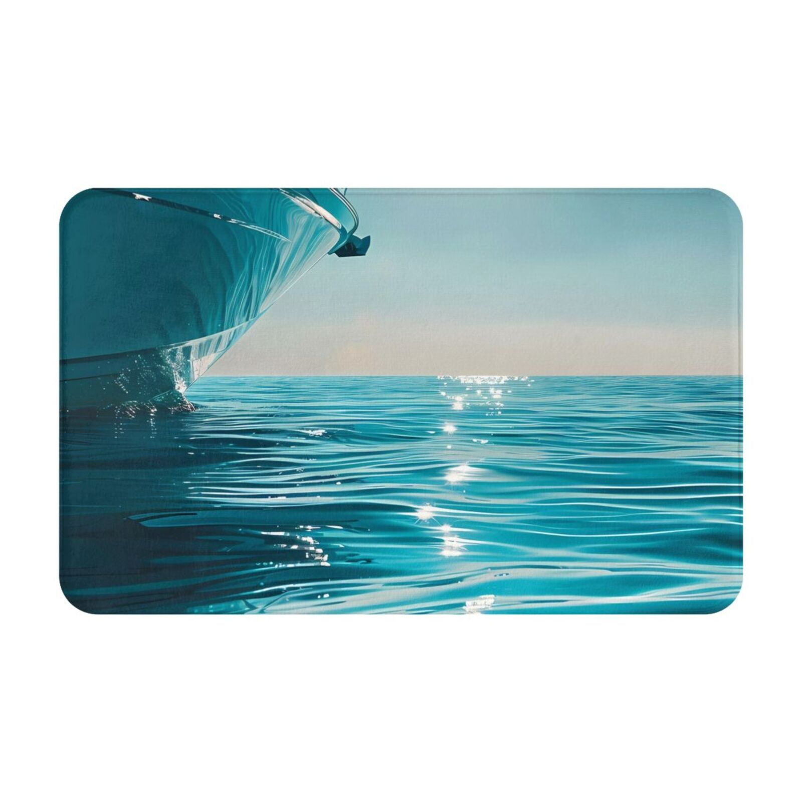 Bathroom Rugs Non Slip Washable - Turquoise Ocean Reflection Kitchen ...