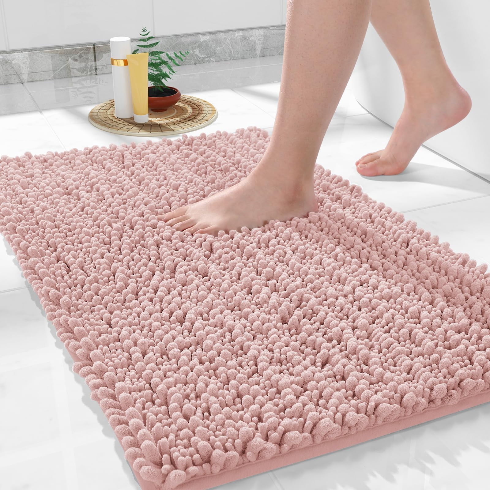 Bathroom Rugs Non Slip Washable - Ultra Soft Absorbent Chenille Bath ...