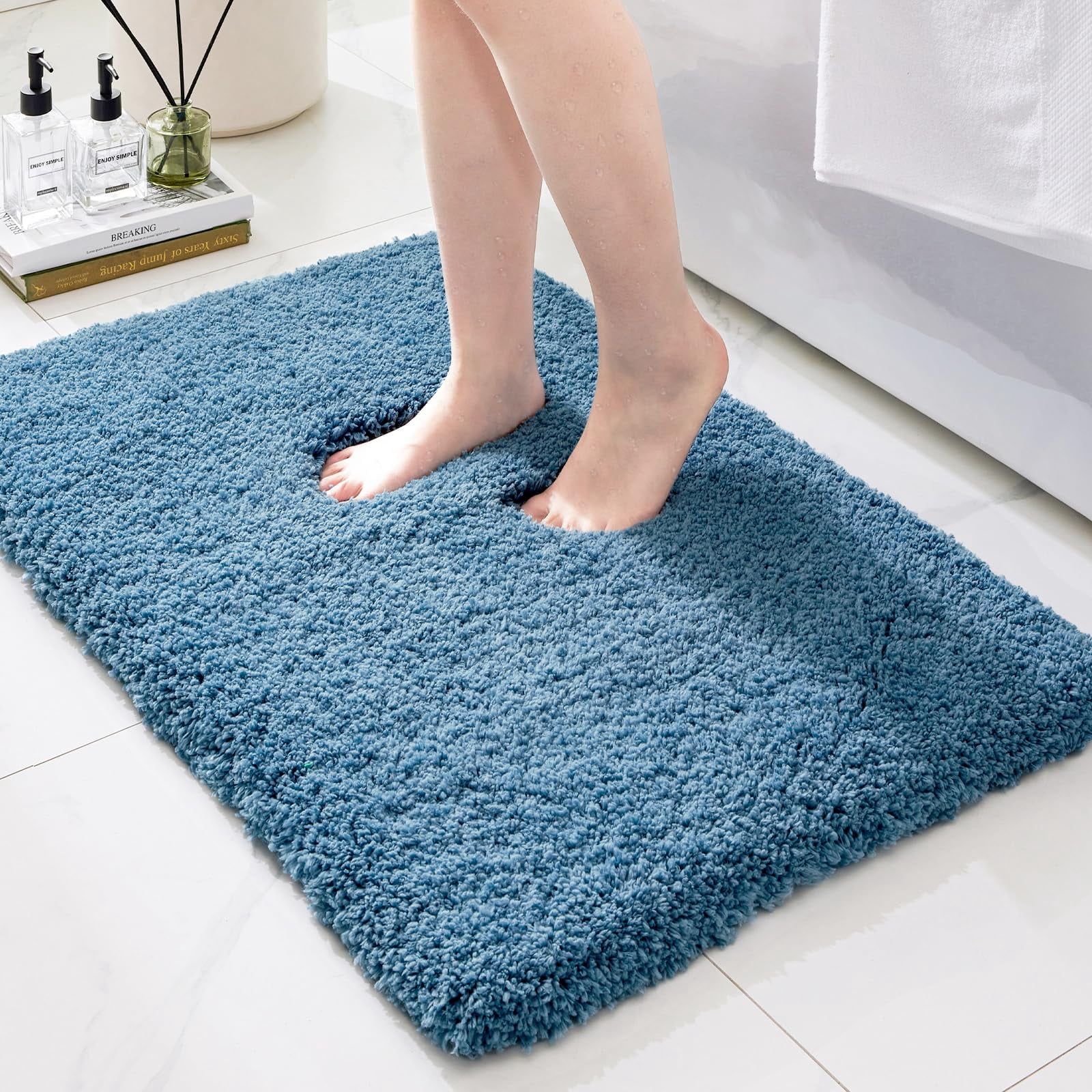 Bathroom Rugs Non Slip Washable, Ultra Thick Soft Microfiber Absorbent ...