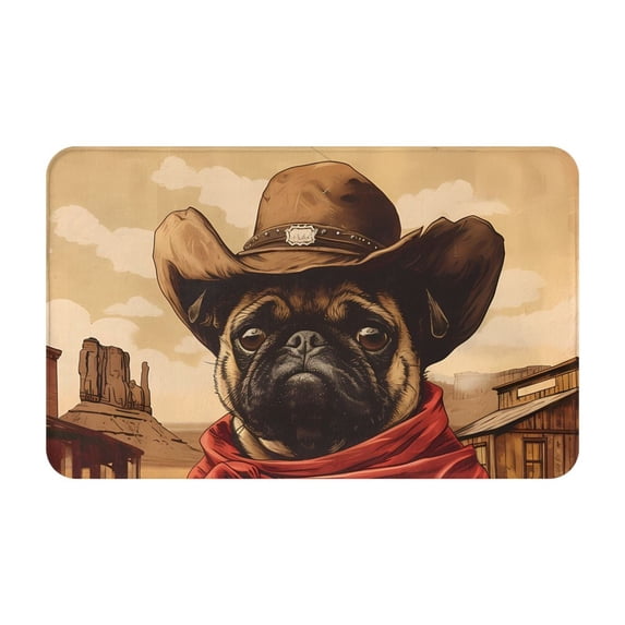 Bathroom Rugs Non Slip Washable - Western French Bulldog Cowboy Kitchen ...