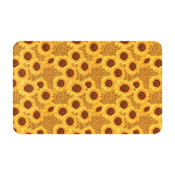 Bathroom Rugs Non Slip Washable - Yellow Leopard Print Sunflower ...