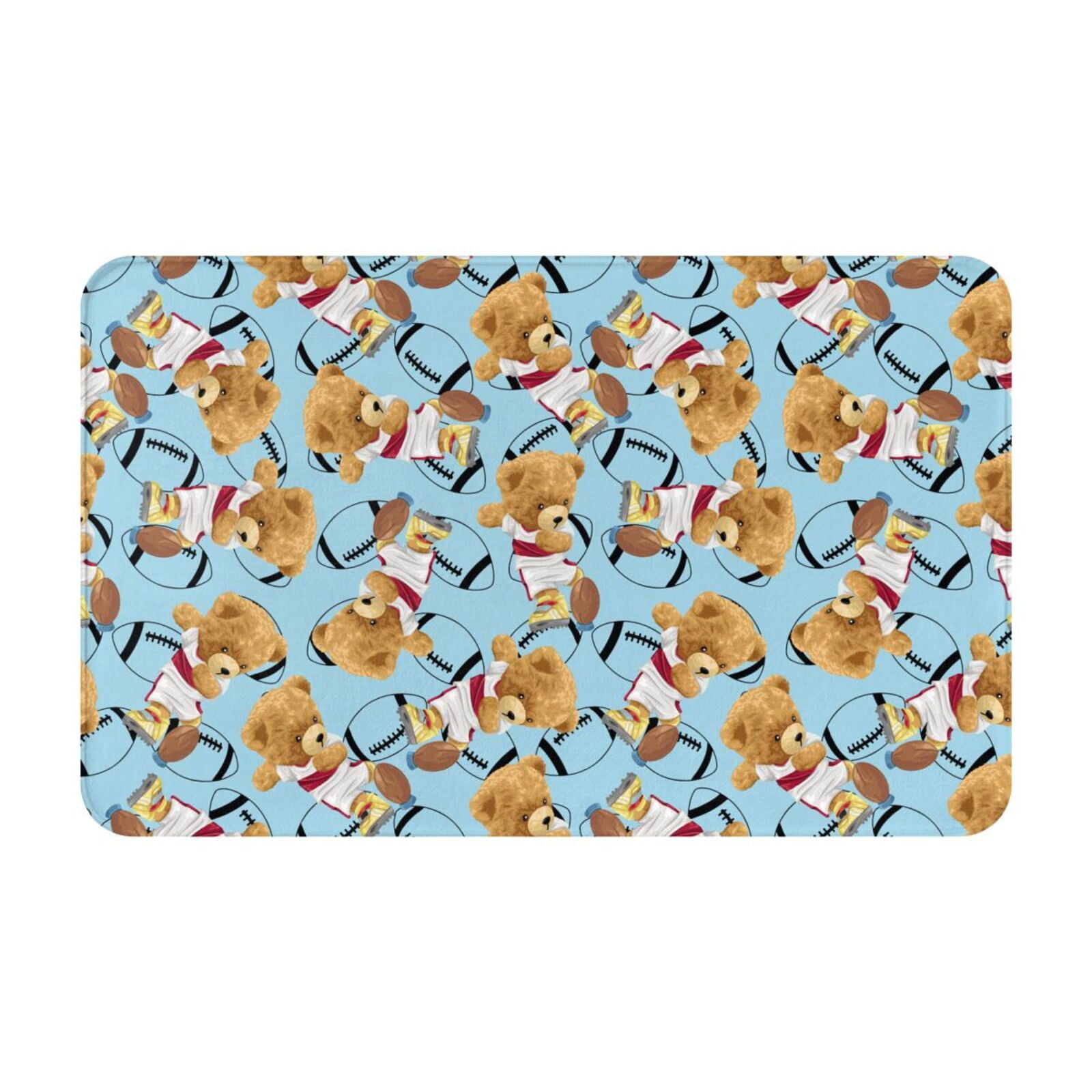 Bathroom Rugs Non Slip Washable - bear playing american football cute ...