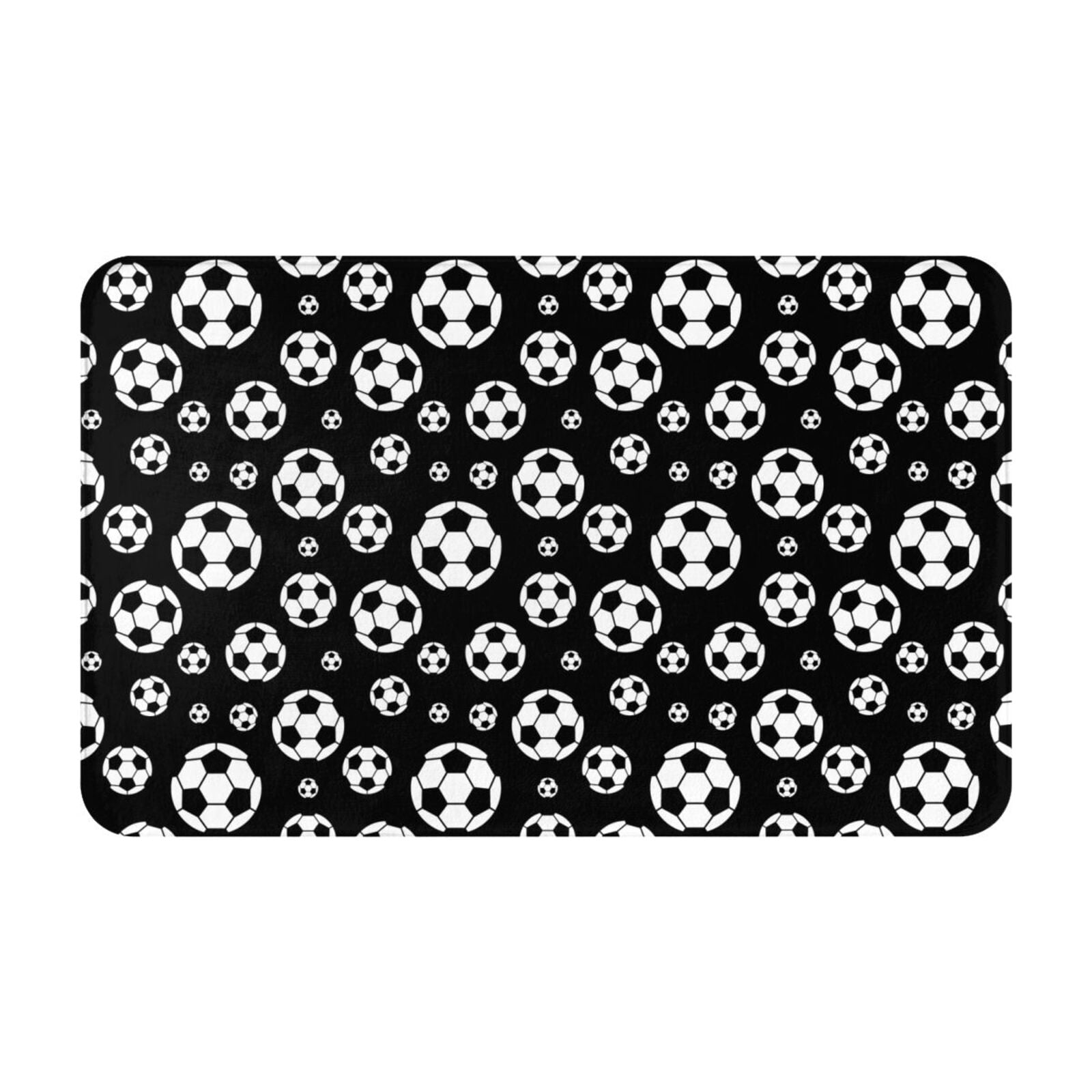 Bathroom Rugs Non Slip Washable - black soccer ball Football Kitchen ...
