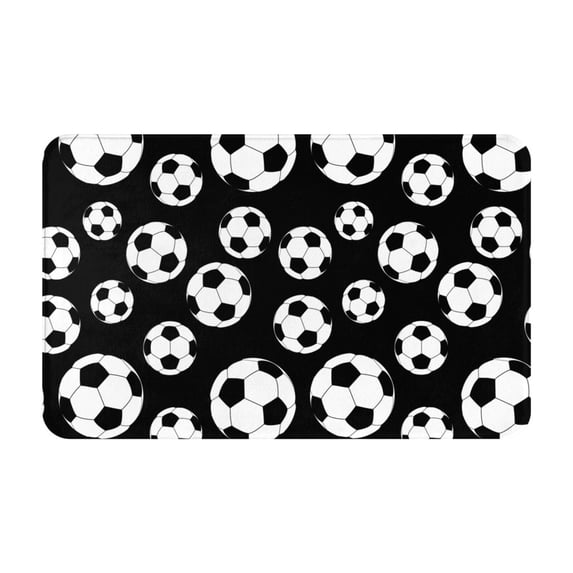 Bathroom Rugs Non Slip Washable - black white soccer football Kitchen ...