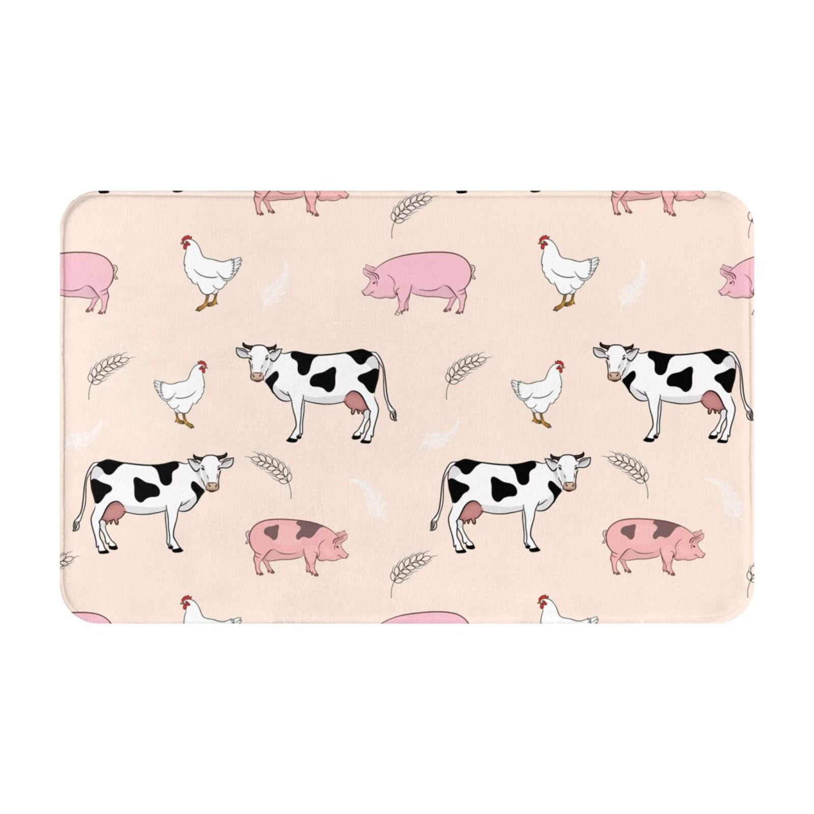 Bathroom Rugs Non Slip Washable - cow pig chicken cute Kitchen Mats for ...