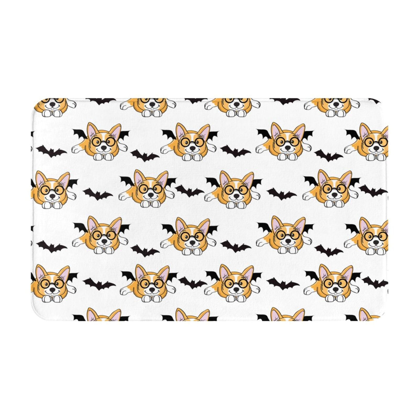 Bathroom Rugs Non Slip Washable - cute Halloween corgi dog bat Kitchen ...
