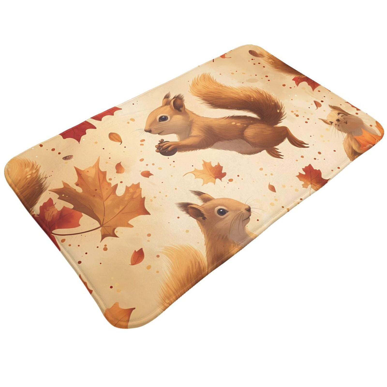 Bathroom Rugs Non Slip Washable, cute Squirrels Autumn Leaves Water ...