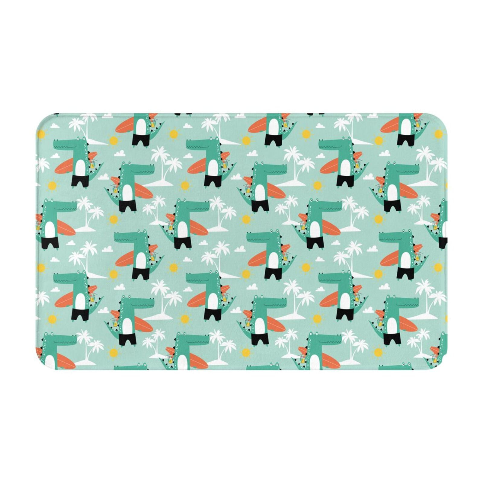 Bathroom Rugs Non Slip Washable - cute crocodile pattern Kitchen Mats ...