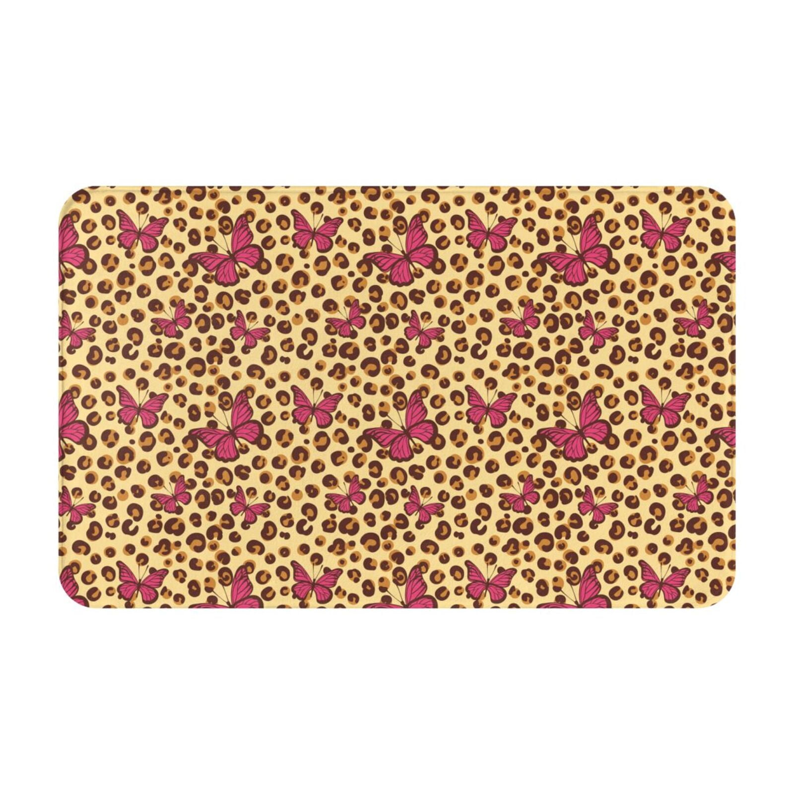 Bathroom Rugs Non Slip Washable - fashion butterfly yellow leopard ...