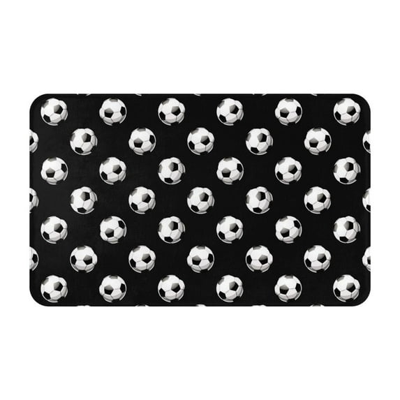 Bathroom Rugs Non Slip Washable - football soccer ball black Kitchen ...