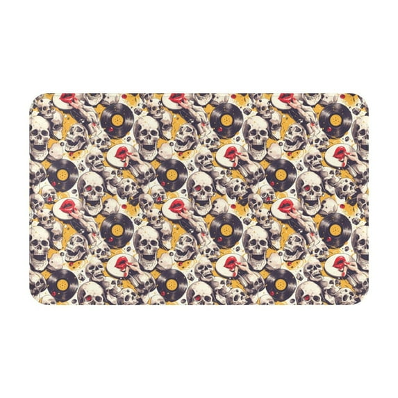 Bathroom Rugs Non Slip Washable - lips record rock Skull Kitchen Mats ...