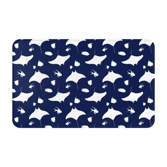 Bathroom Rugs Non Slip Washable - stingray tropical fish dark blue ...