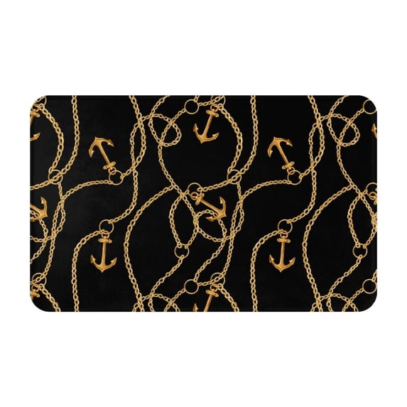 Bathroom Rugs Non Slip Washable - vintage golden anchor chain black ...