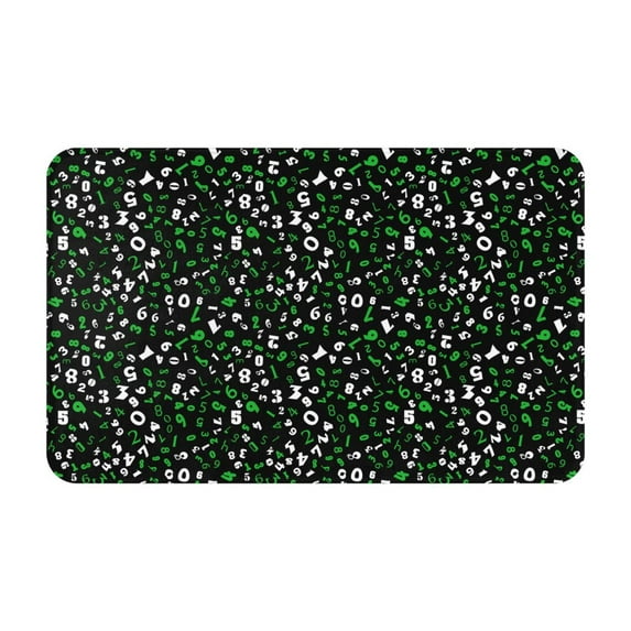 Bathroom Rugs Non Slip Washable - white Math Print green Kitchen Mats ...