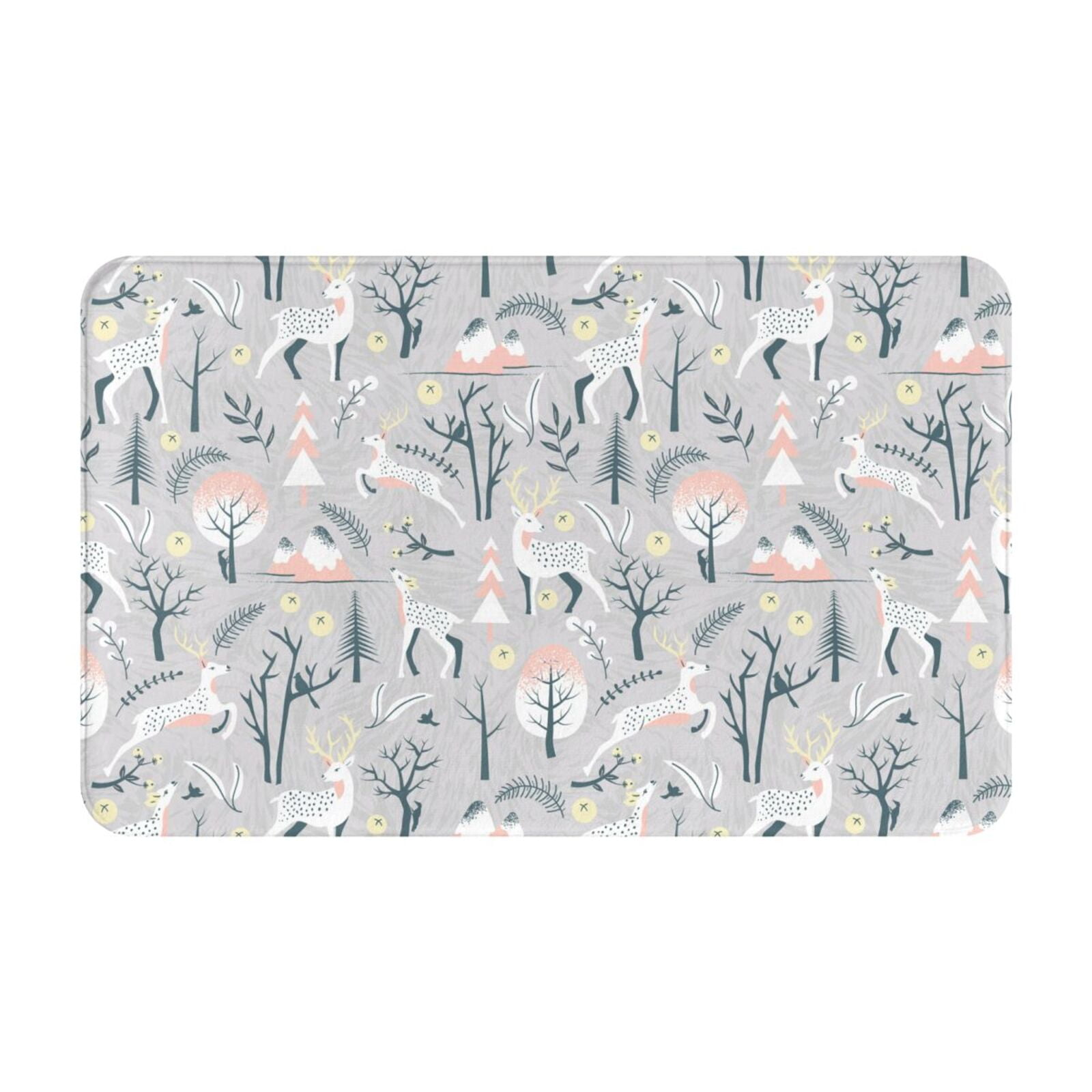 Bathroom Rugs Non Slip Washable - white Moose winter tree Kitchen Mats ...