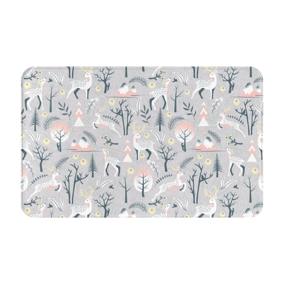 Bathroom Rugs Non Slip Washable - white Moose winter tree Kitchen Mats ...