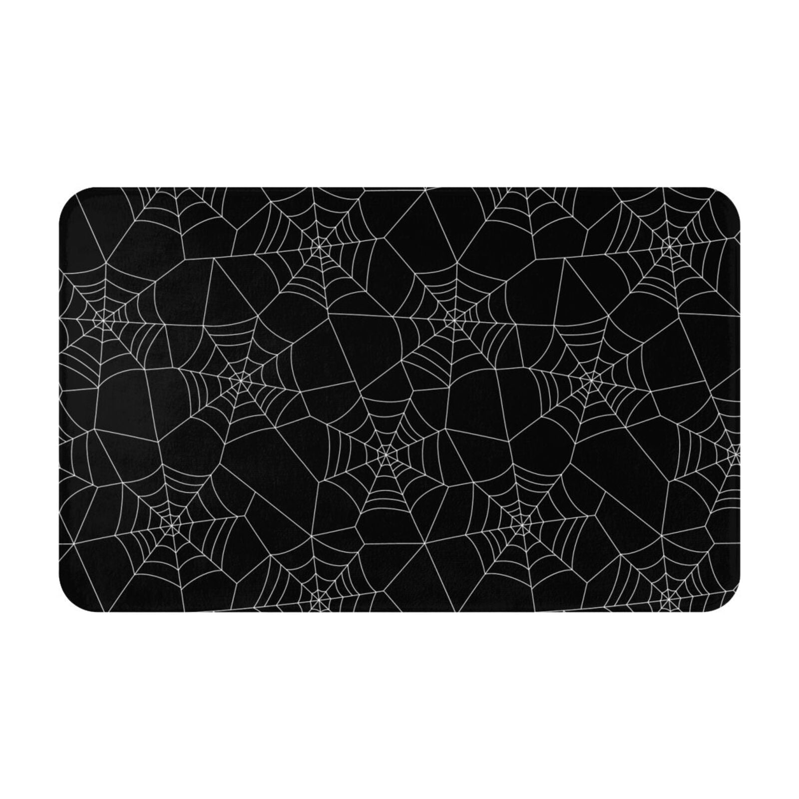 Bathroom Rugs Non Slip Washable - white Spiderweb cobweb black print ...