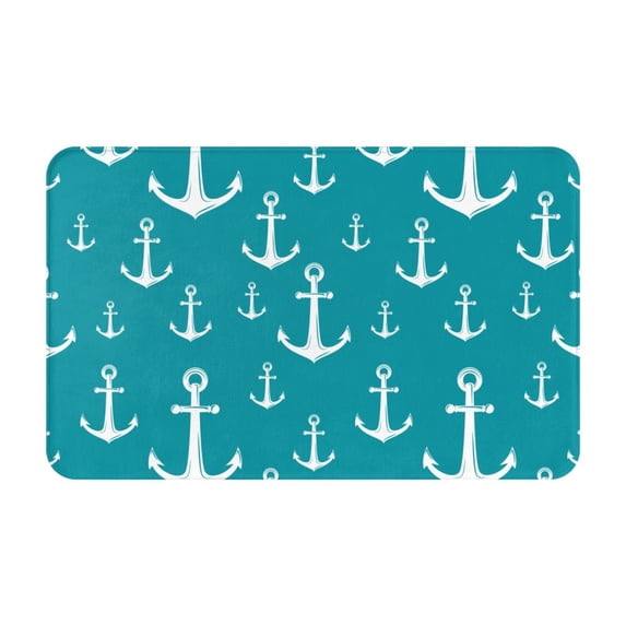 Bathroom Rugs Non Slip Washable - white anchors blue cute Kitchen Mats ...