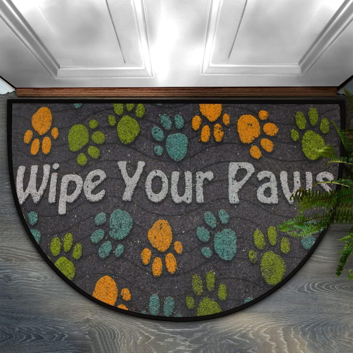 Bathroom Rugs Paw Print Animal Footprint Half Round Door Mat Half ...