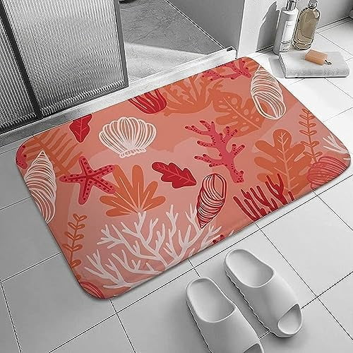 Bathroom Rugs Red Sea Coral Conch World Bath Rugs Absorbent Non Slip ...
