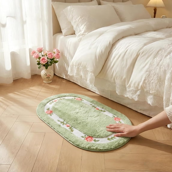 Bathroom Rugs Romantic Rose Flower Shaggy Area Rugs for Living Room ...