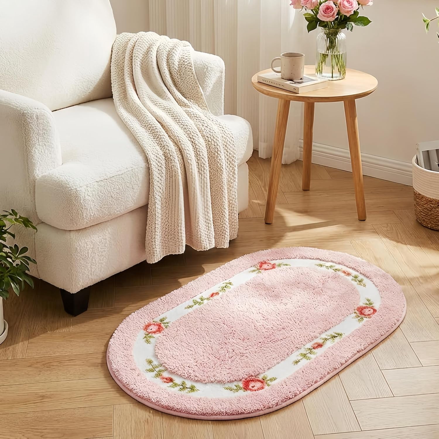 Bathroom Rugs Romantic Rose Flower Shaggy Area Rugs for Living Room ...