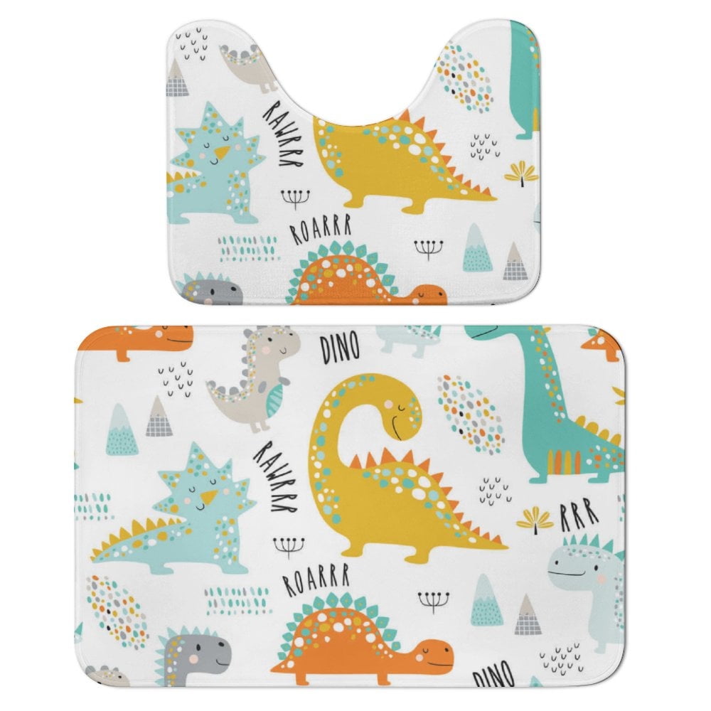 Bathroom Rugs Set 2 Pieces, Dinosaur Bathroom Set - Quick Drying Bath ...