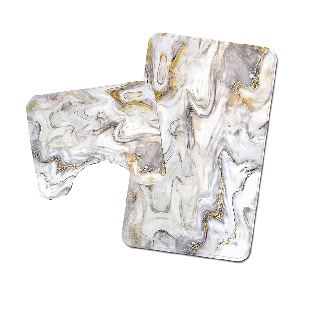 Bathroom Rugs Set 2 Pieces Marbling Grain Flannel Absorbent Soft Bath ...
