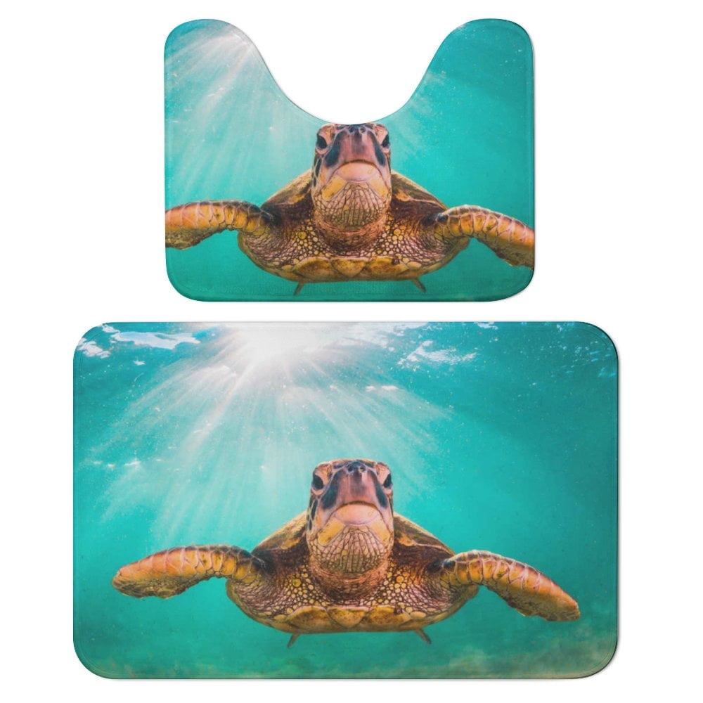 Bathroom Rugs Set 2 Pieces, Sea Turtle Bathroom Set - Quick Drying Bath ...