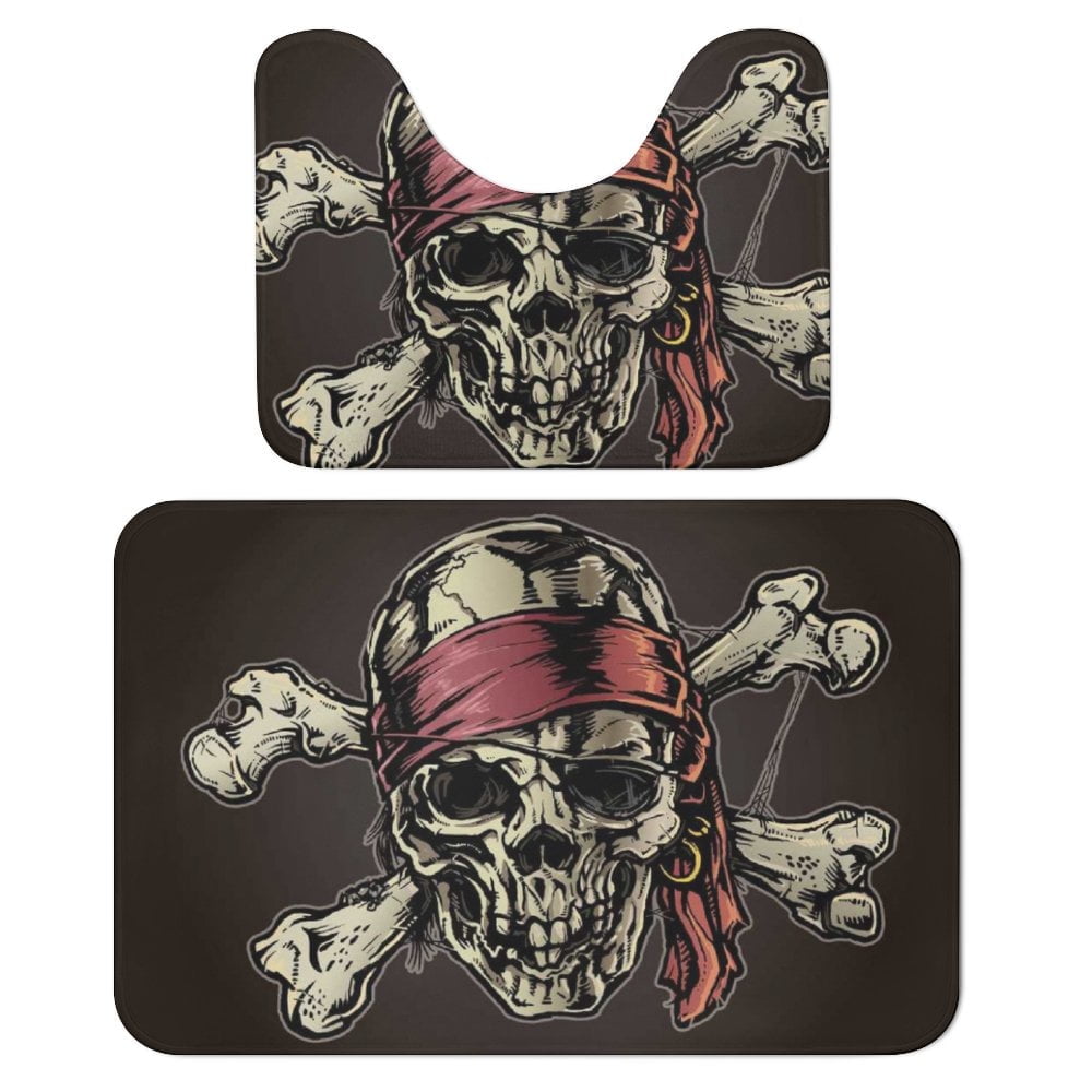 Bathroom Rugs Set 2 Pieces, Skull Bathroom Set - Quick Drying Bath Mat ...