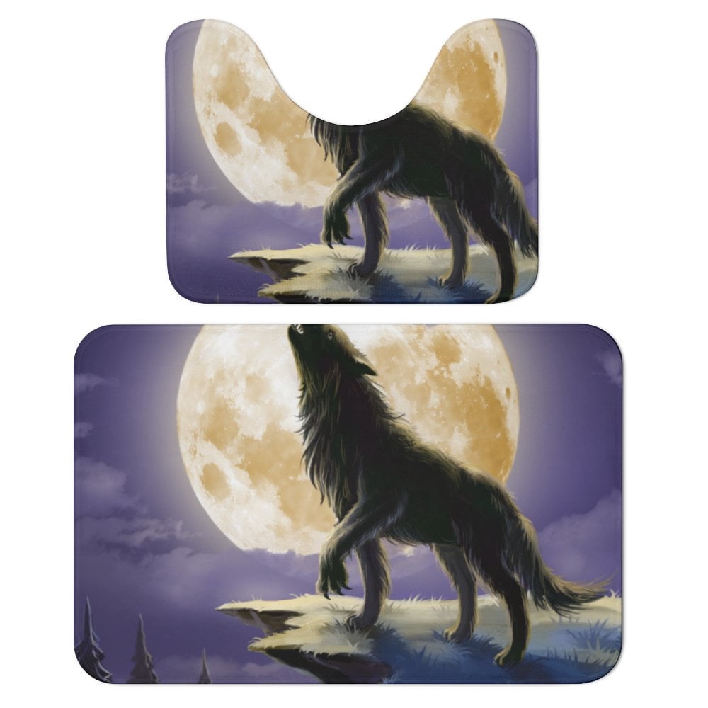 Bathroom Rugs Set 2 Pieces, Werewolf Bathroom Set - Quick Drying Bath ...