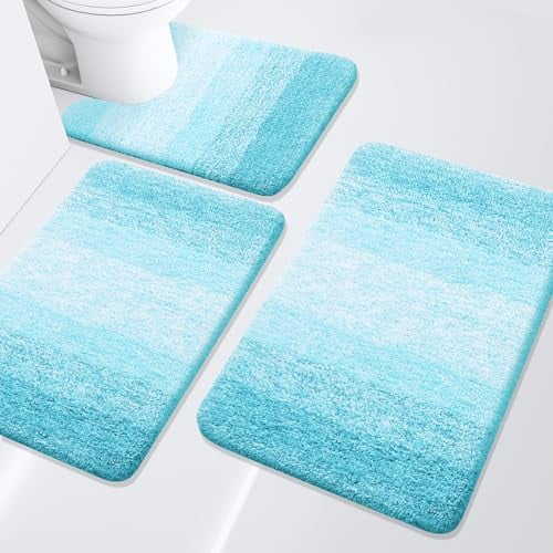 Bathroom Rugs Set 3 Piece, Extra Soft and Absorbent Bath Rugs, Machine ...