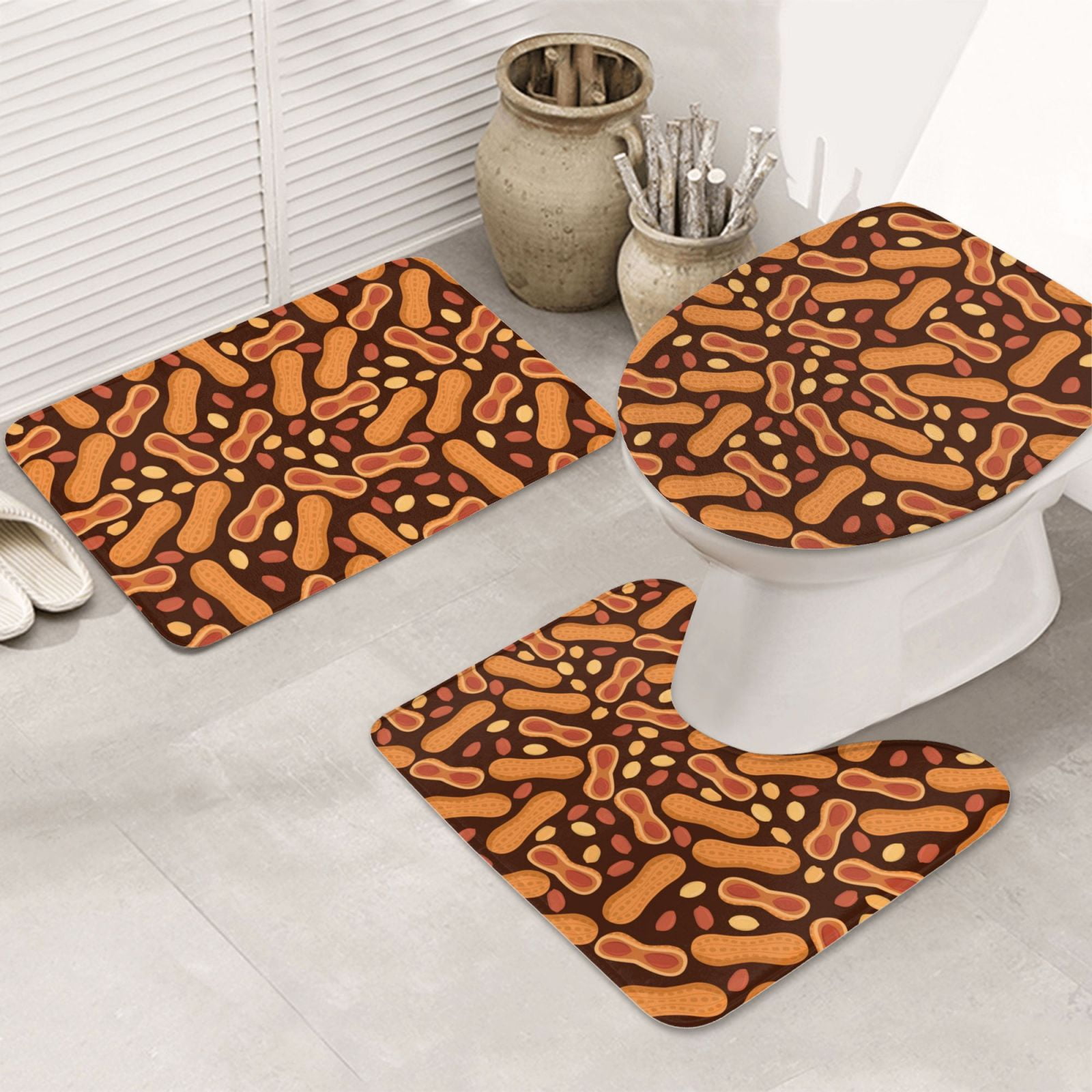 Bathroom Rugs Set 3 Piece - Peanuts2, Non-Slip Bath Mats, Toilet Lid ...