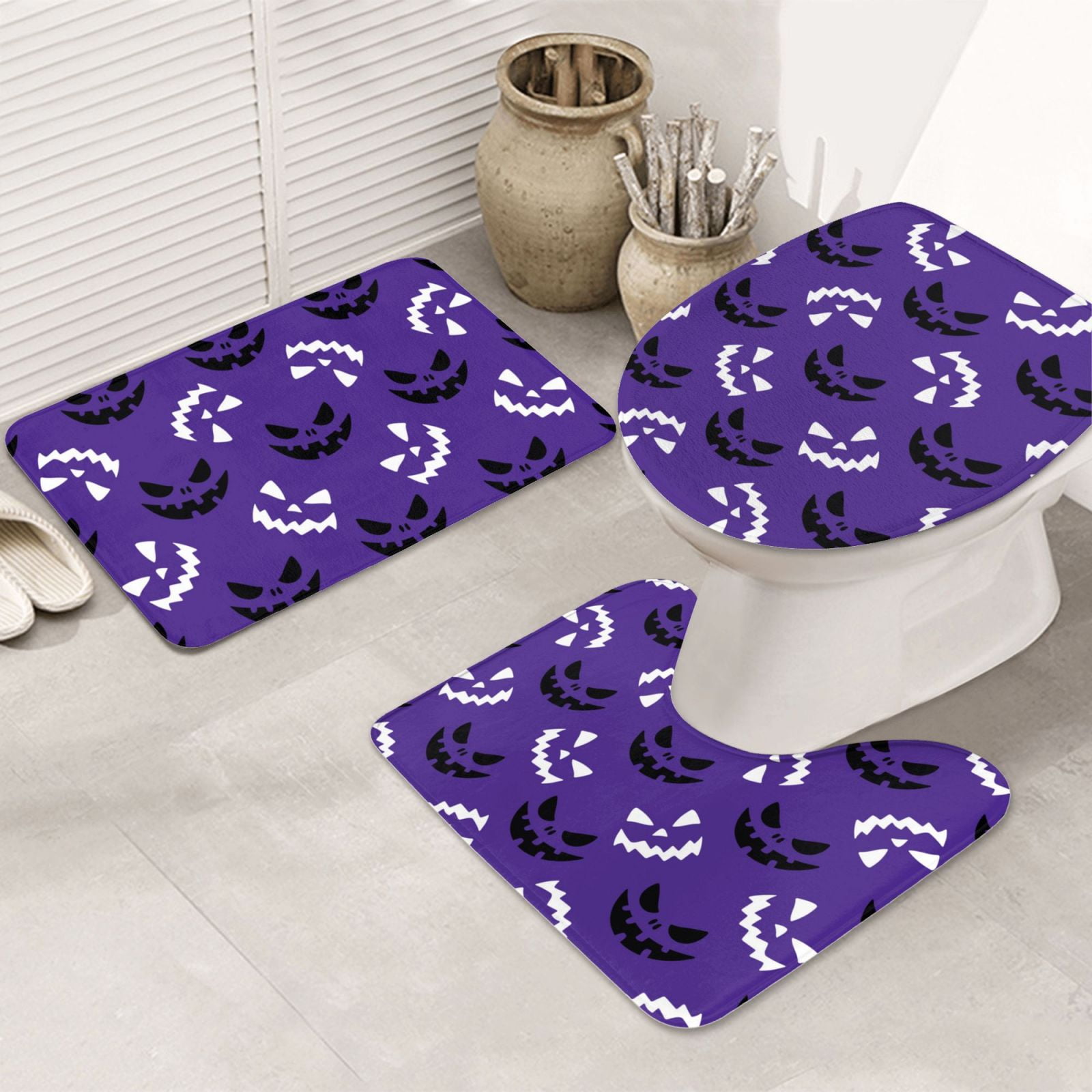 Bathroom Rugs Set 3 Piece - halloween ghost patterns, Non-Slip Bath ...