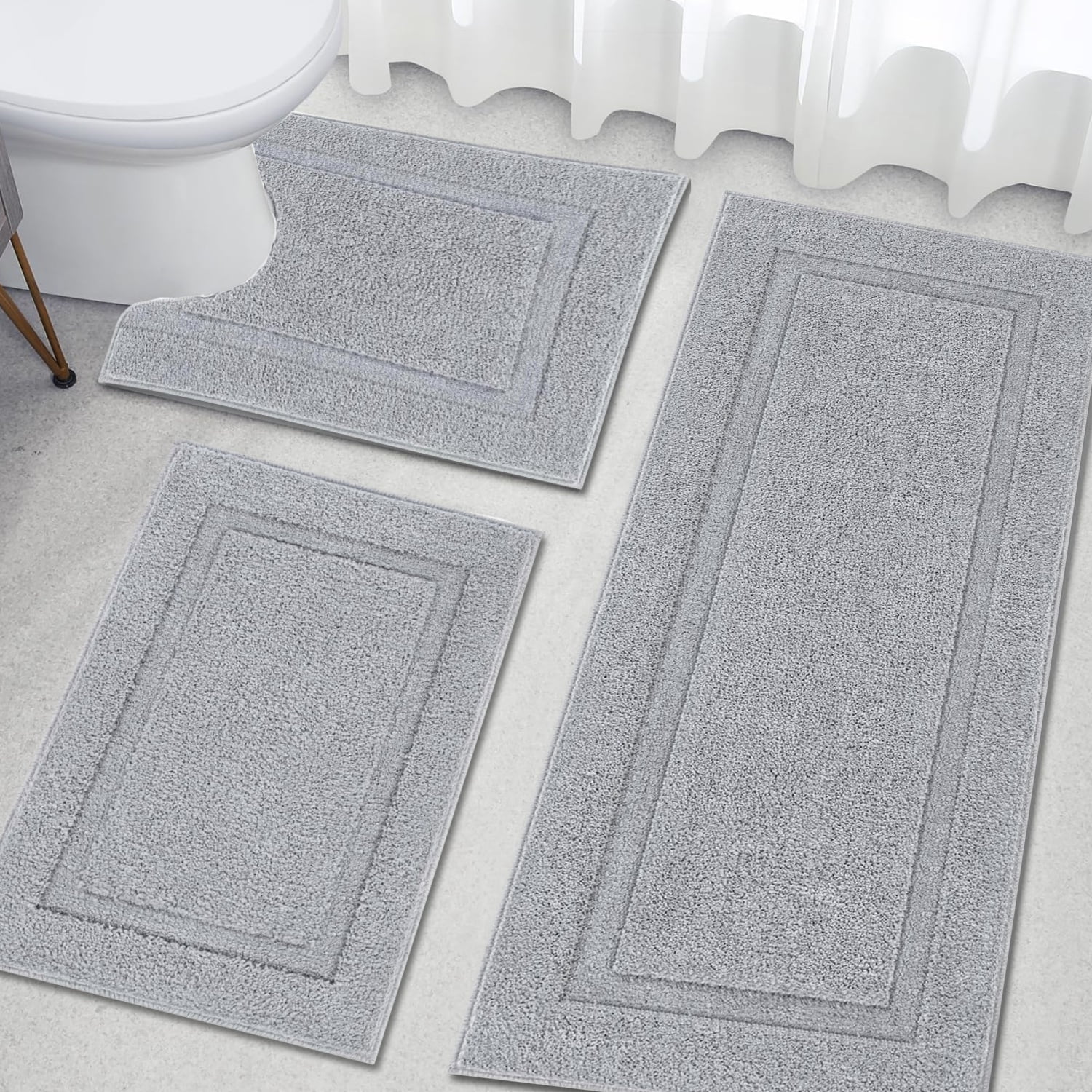 Bathroom Rugs Sets 3, Yamaziot Non Slip Bath Runners, Washable Soft ...