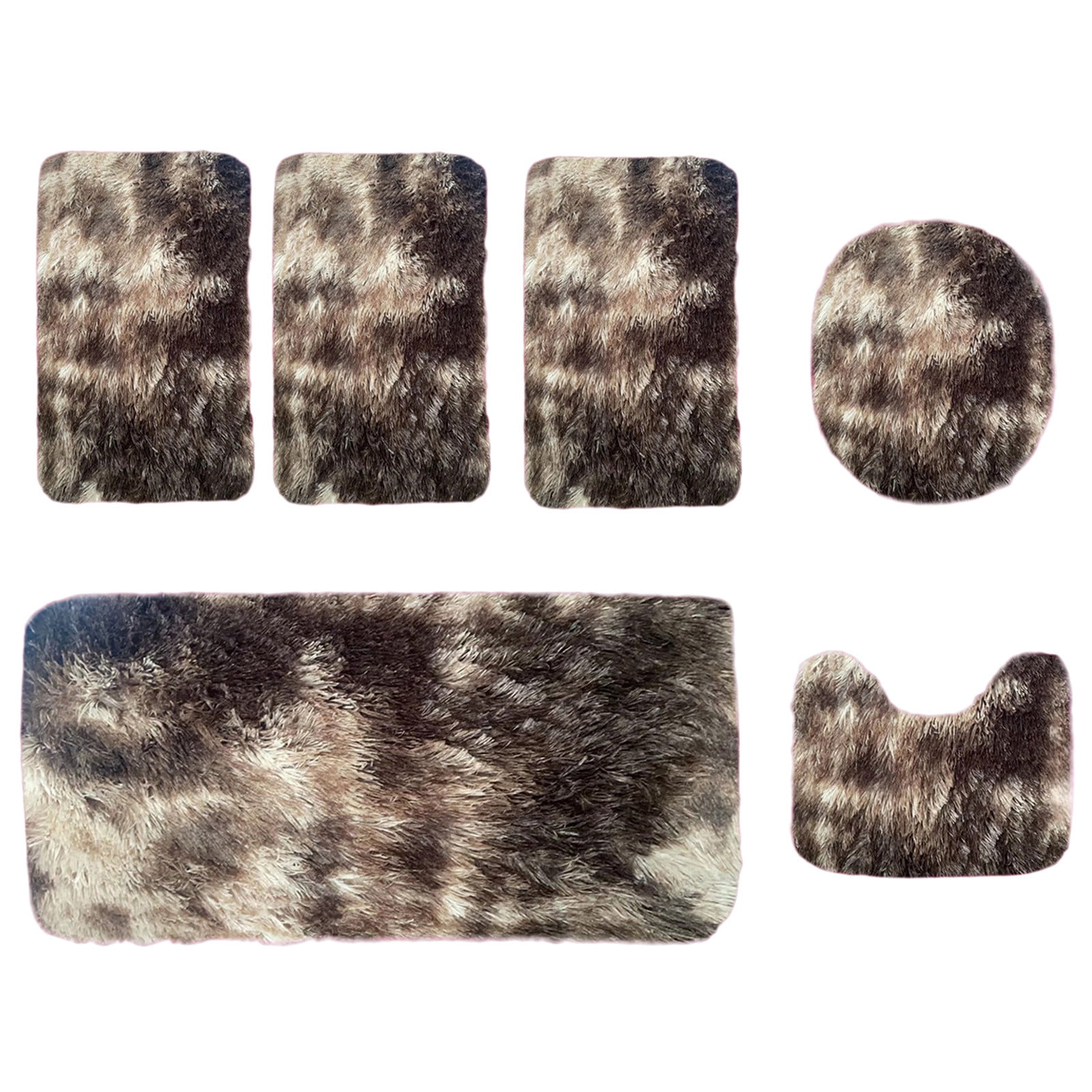 Bathroom Rugs Set of 6, 3 Bath Rugs, Contour Mat and Toilet Seat Cover ...