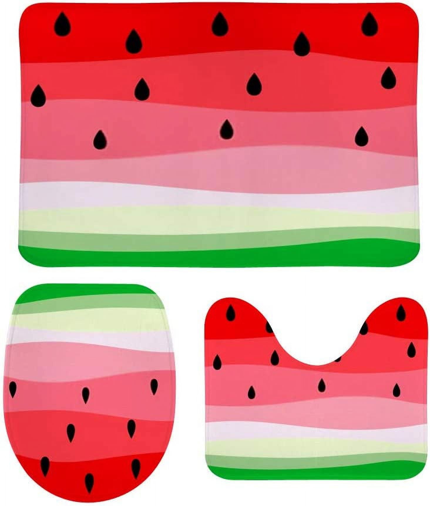 Bathroom Rugs Set Non Slip 3 Piece ﻿Fresh Watermelon Microfiber Bath ...