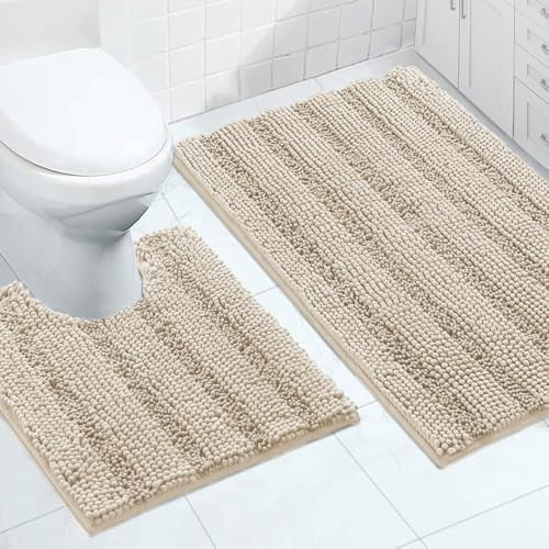Bathroom Rugs Set Non-Slip Bath Mats for Bathroom Super Absorbent ...