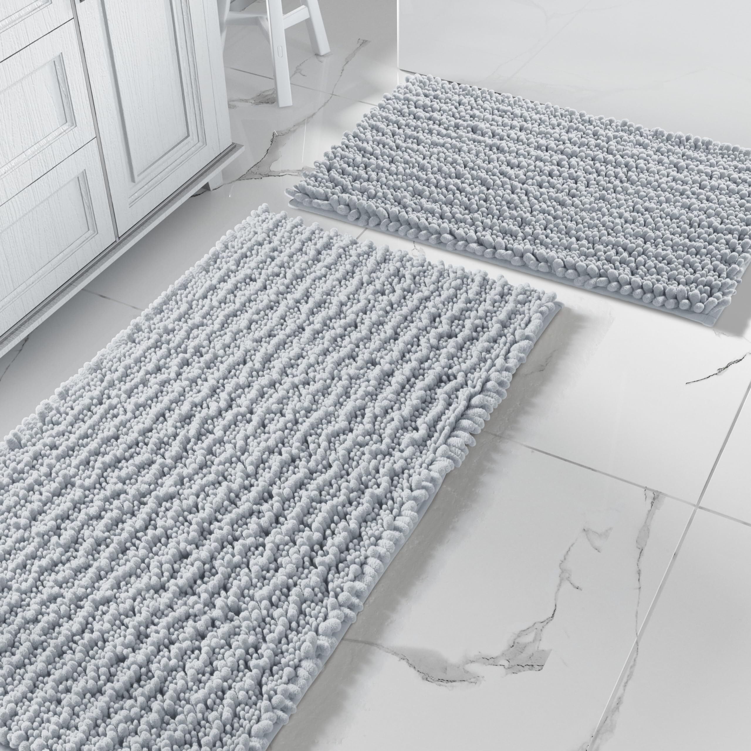 Bathroom Rugs Sets 2 Piece, Extra Soft Thick Chenille Bath Mat and U ...