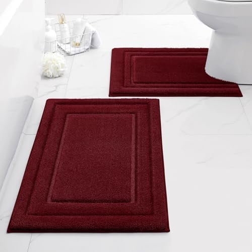 Bathroom Rugs Sets 2 Piece, Super Soft and Absorbent Non Slip ...