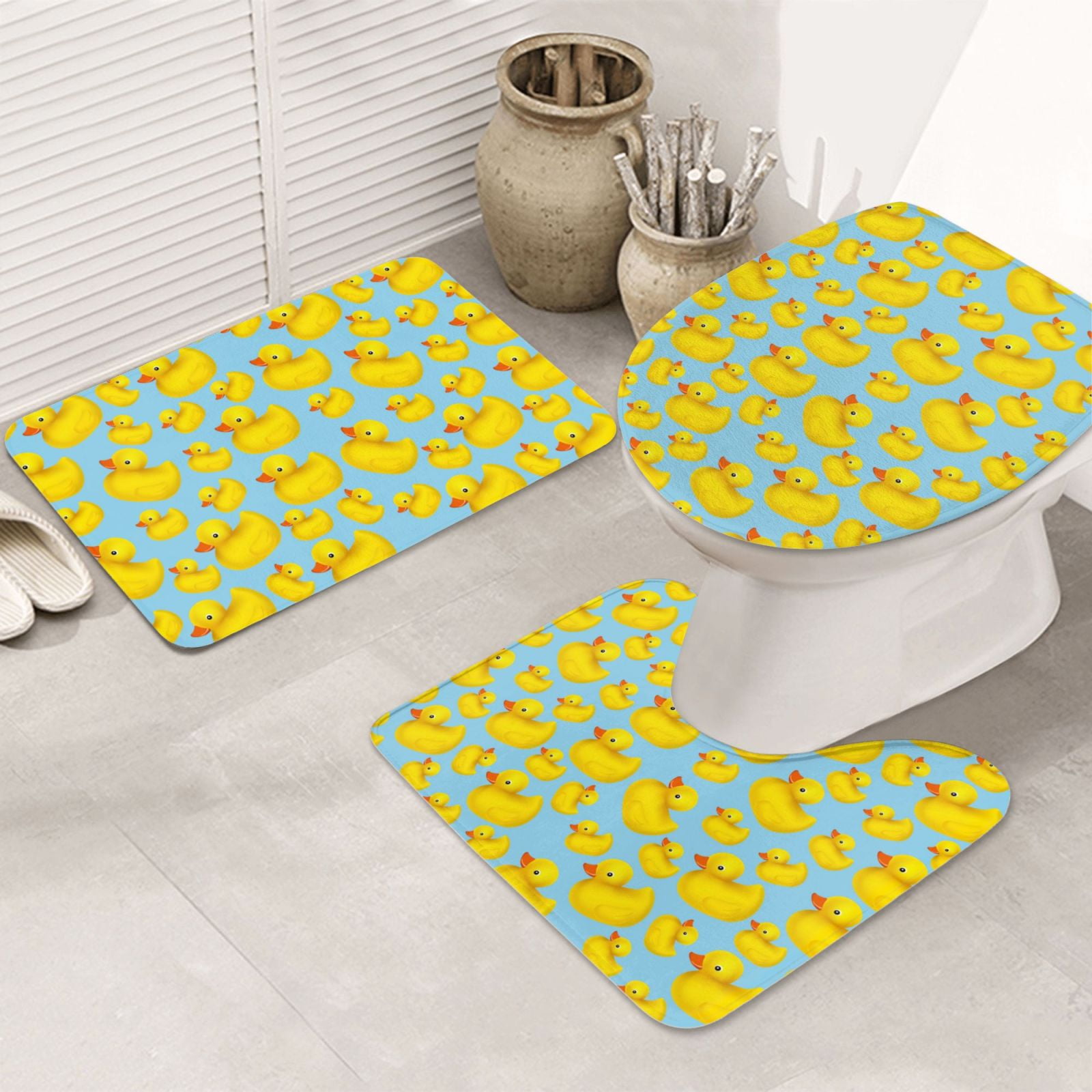Bathroom Rugs Sets 3 Piece - Cartoon Cute Duck_C Absorbent Non Slip ...