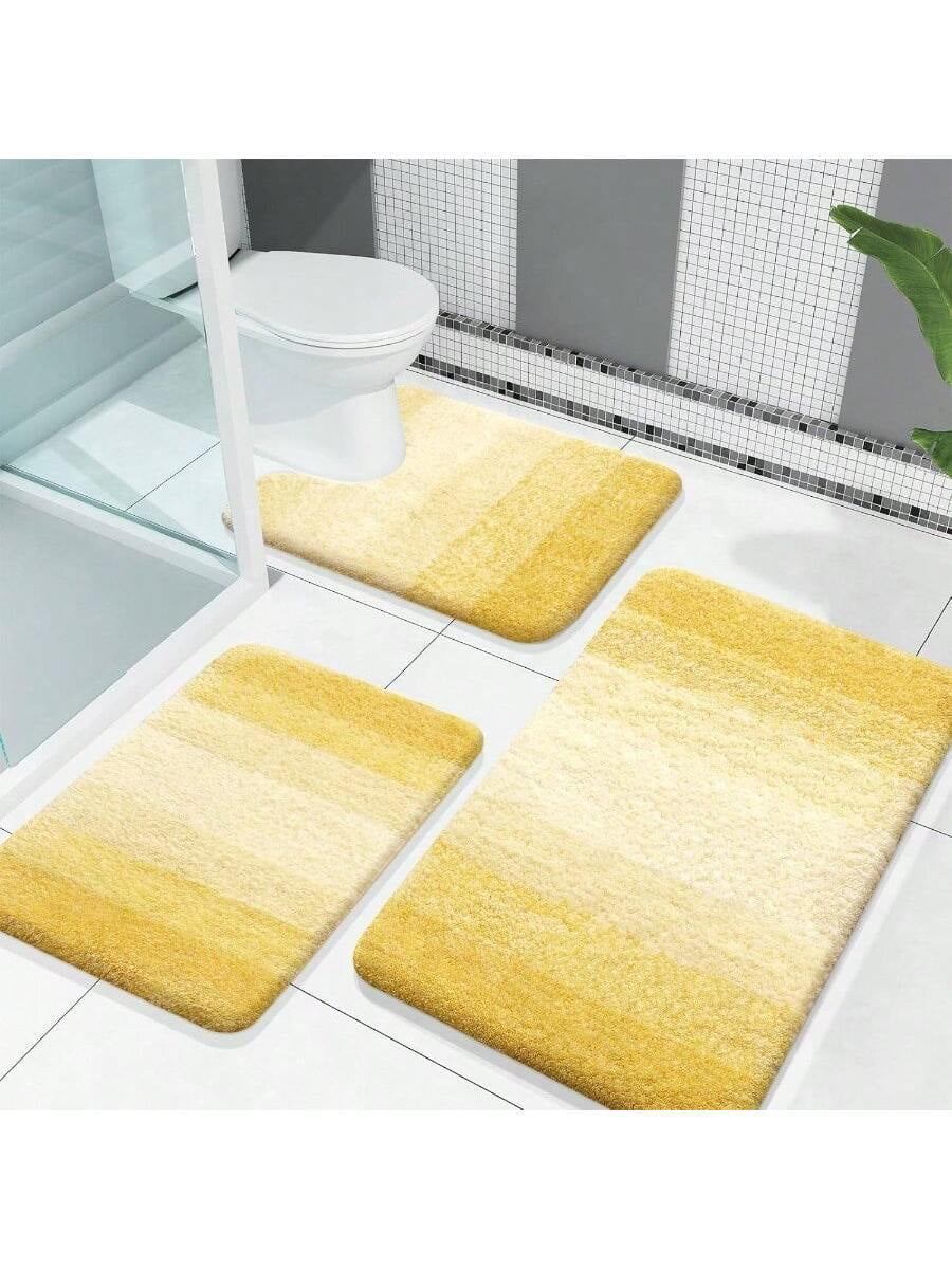 Bathroom Rugs Sets 3 Piece, Soft Absorbent Microfiber Bath Mats And U ...