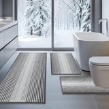 Bathroom Rugs Sets 3 Piece, Toilet Rugs U-Shaped Contour Bath Mat Set ...