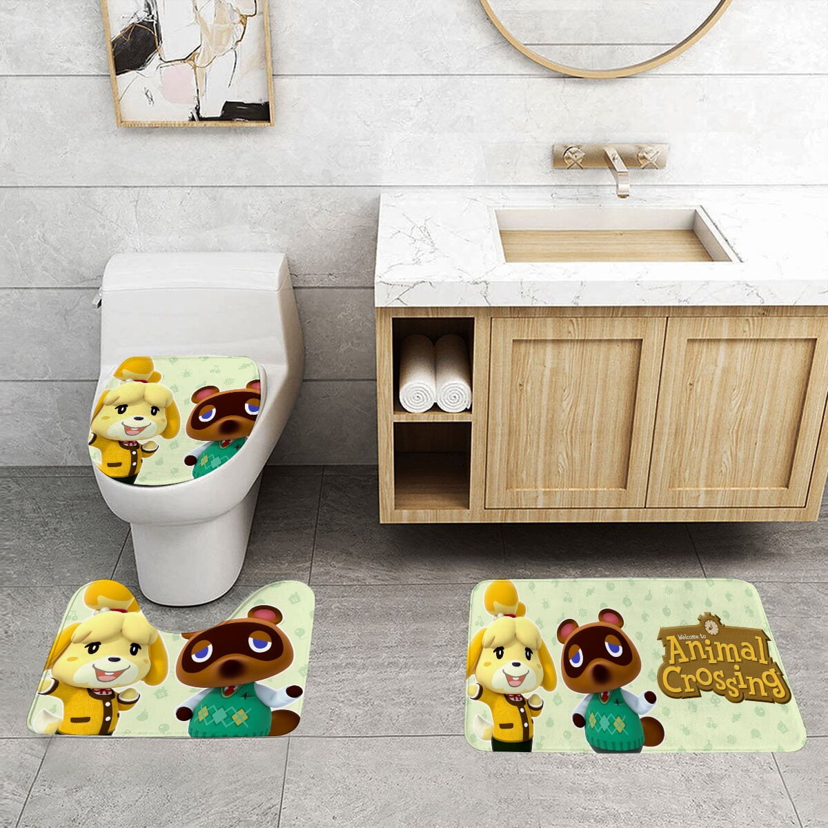 Bathroom Rugs Sets 3 Piece for Animal Crossing Non-Slip & Quick Dry ...