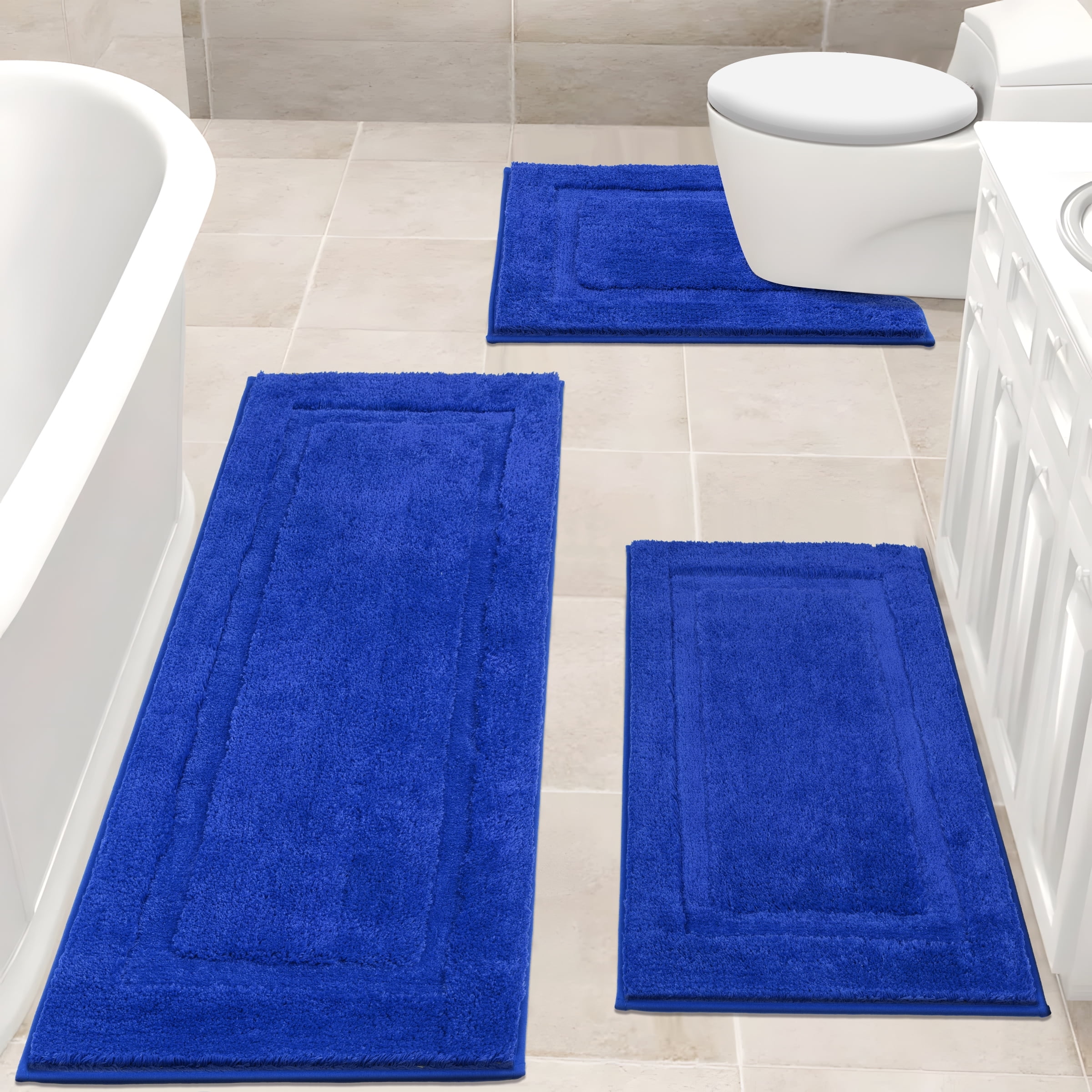 Bathroom Rugs Sets 3, Yamaziot Non Slip Bath Runners, Washable Soft ...