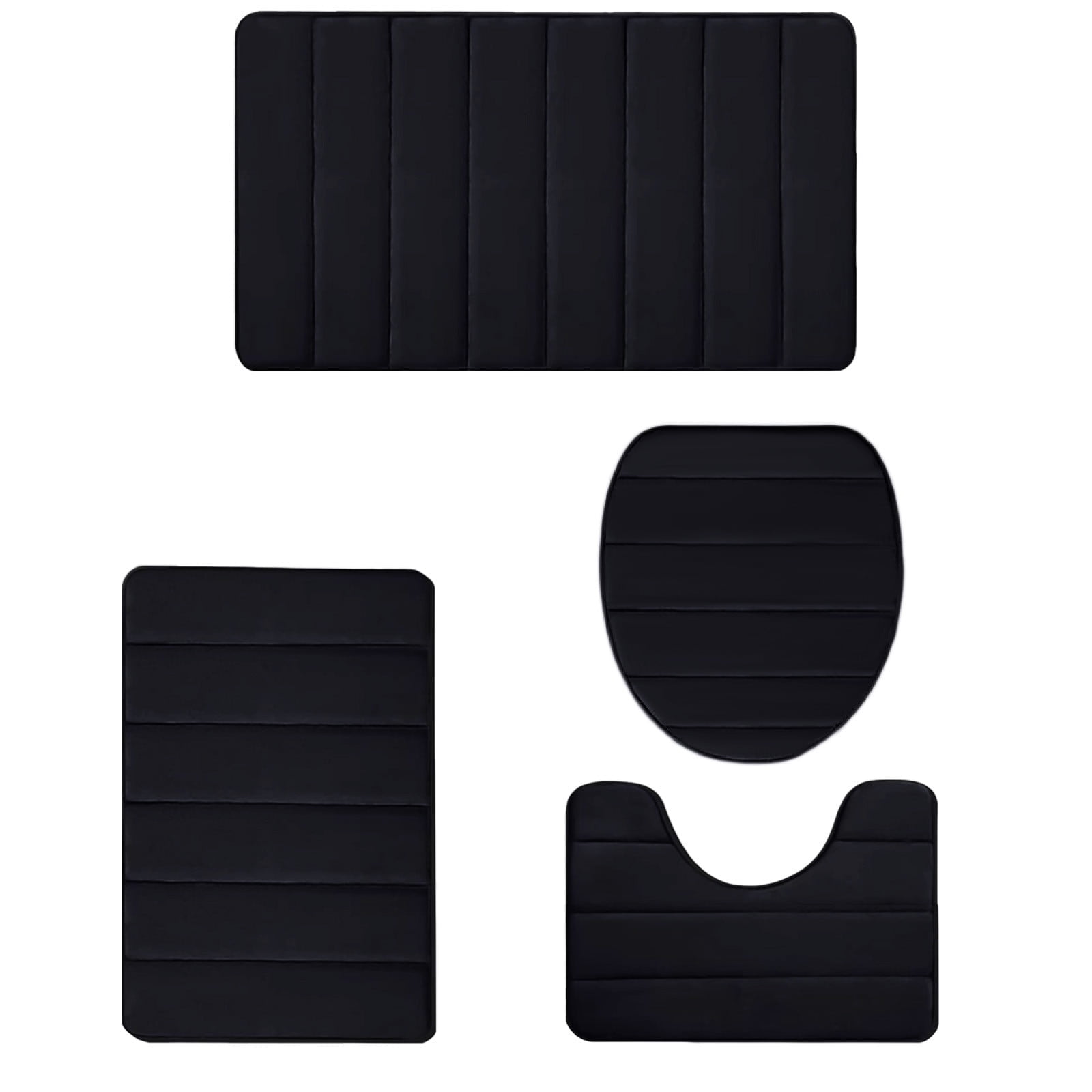 Bathroom Rugs Sets 4 Piece Memory Foam Non Slip Bath Mats for Bathroom ...