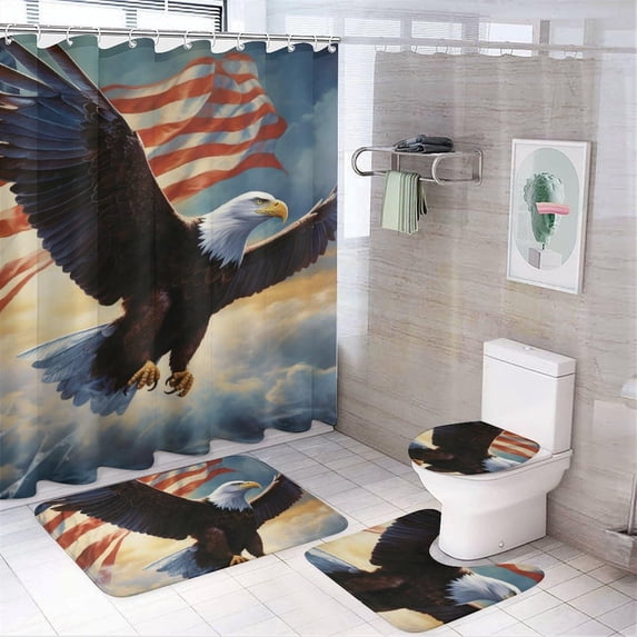 Bathroom Rugs Sets 4 Piece with Shower Curtain, Dry Trees Pattern ...