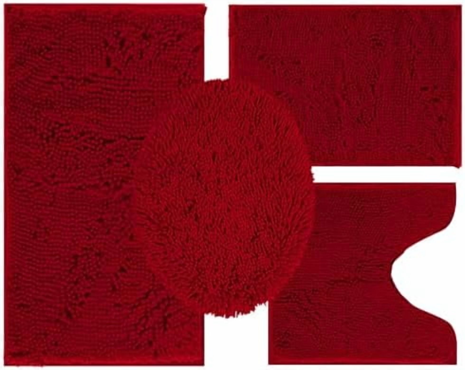 Bathroom Rugs Sets 4 Piece with Toilet Lid Cover, Non Slip Bathroom ...