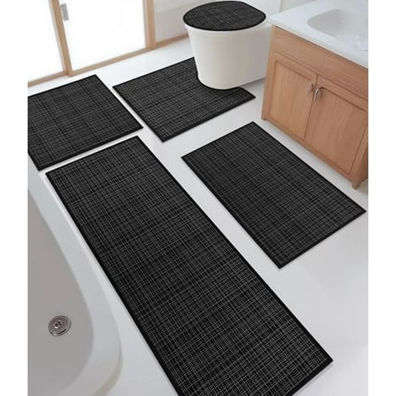 Bathroom Rugs Sets 5 Pieces, Ultra Thin Bath Mats Fit Under Door ...